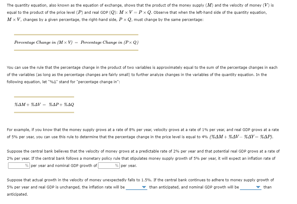 Solved The quantity equation, also known as the equation of | Chegg.com
