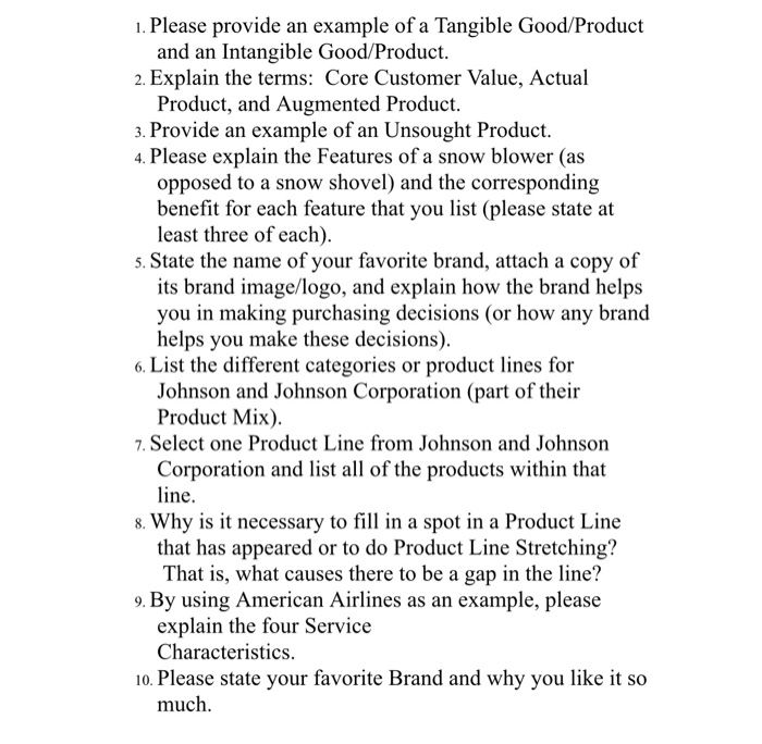 Solved 1. Please provide an example of a Tangible | Chegg.com