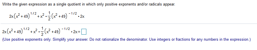 Solved Write the given expression as a single quotient in | Chegg.com