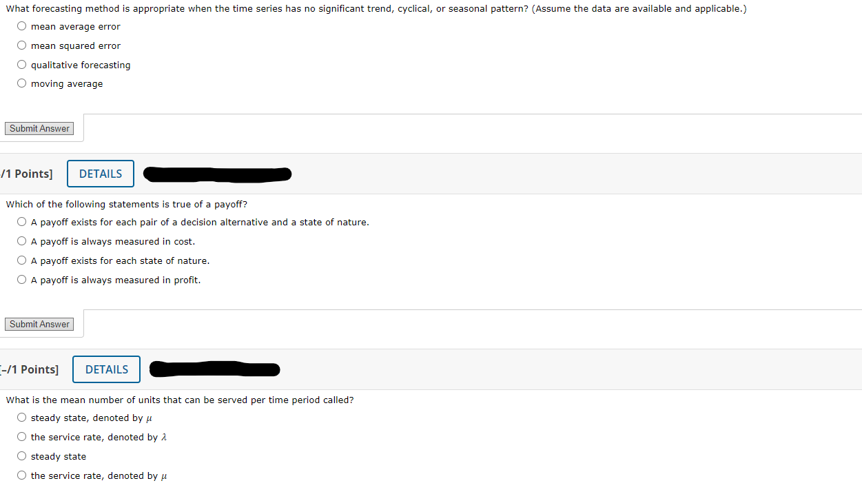 Solved What forecasting method is appropriate when the time | Chegg.com