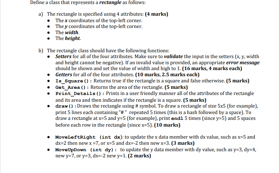 Solved Define A Class That Represents A Rectangle As 