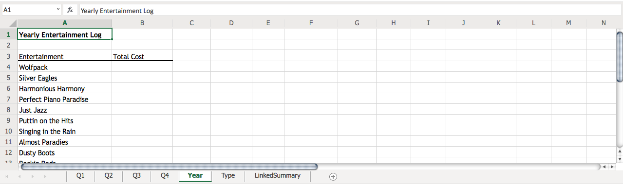 On the Year worksheet, in cell range B4:B16, enter a | Chegg.com