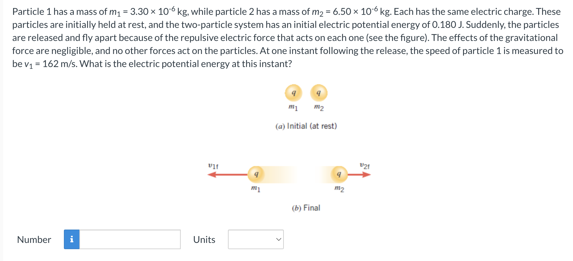 Solved Particle 1 has a mass of m1=3.30×10−6 kg, while | Chegg.com