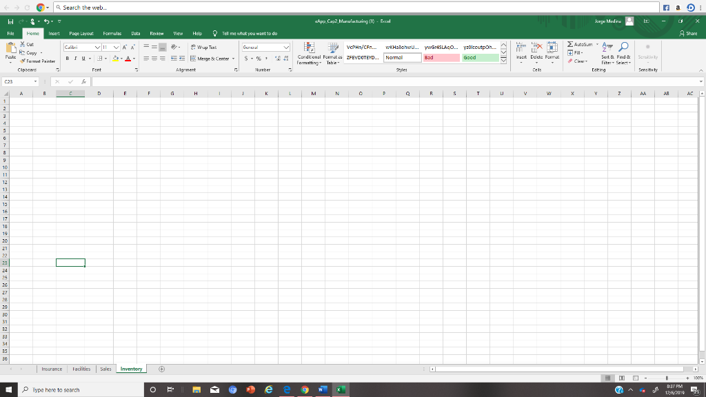 App Cap2 Manufacturing (1) - Excel Jorge Medine - | Chegg.com