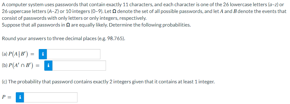 Solved A computer system uses passwords that contain exactly | Chegg.com