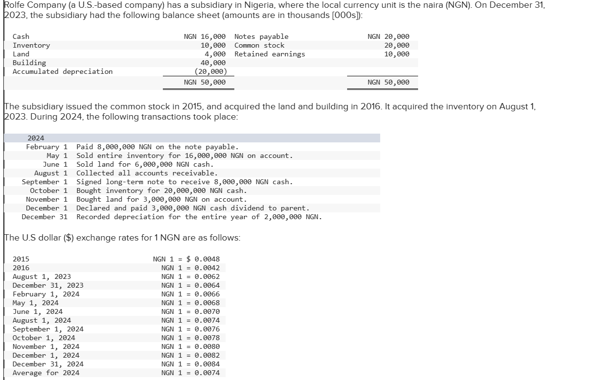 Solved Jlfe Company (a U.S.-based company) has a subsidiary | Chegg.com