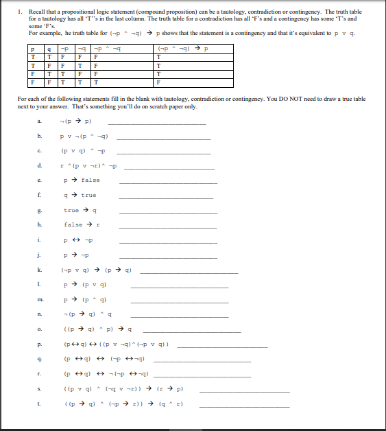 Solved 1 Recall That A Propositional Logic Statement