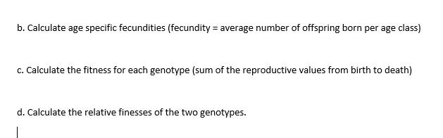 Solved b. Calculate age specific fecundities (fecundity = | Chegg.com
