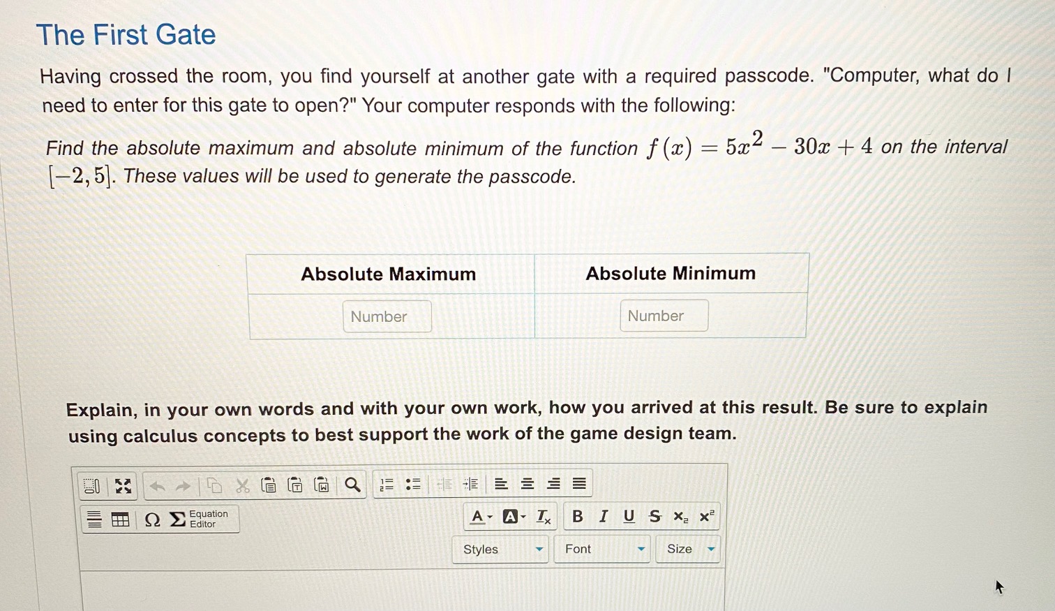 Solved The First Gate Having crossed the room, you find | Chegg.com