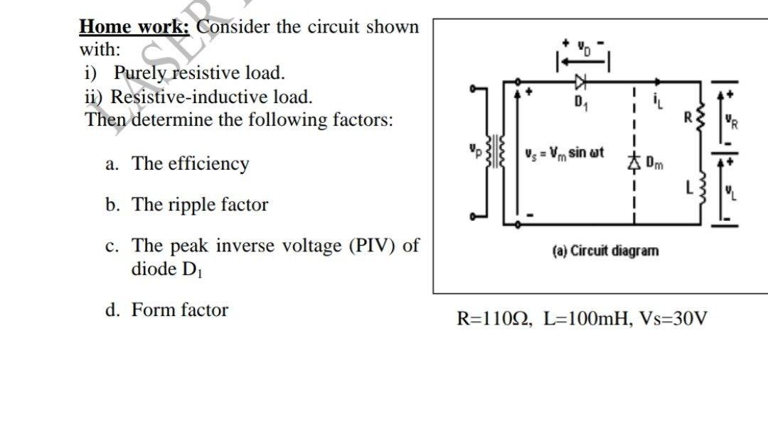 Solved Home work: Consider the circuit shown with: i) Purely | Chegg.com