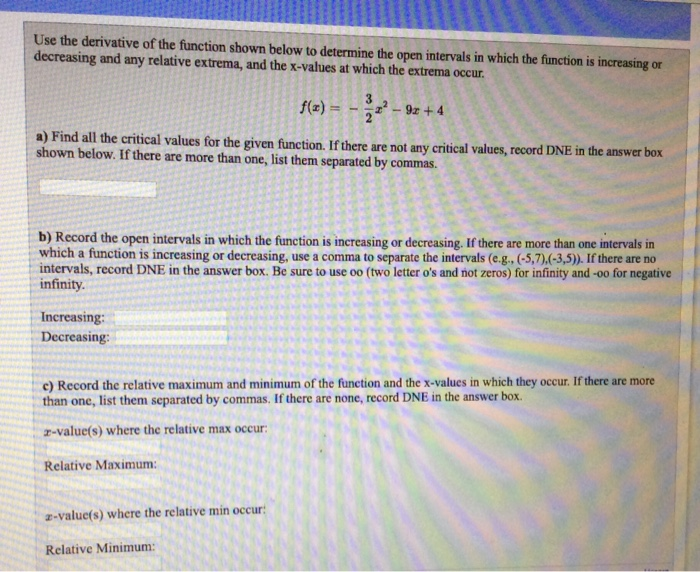 Solved Use the derivative of the function shown below to | Chegg.com