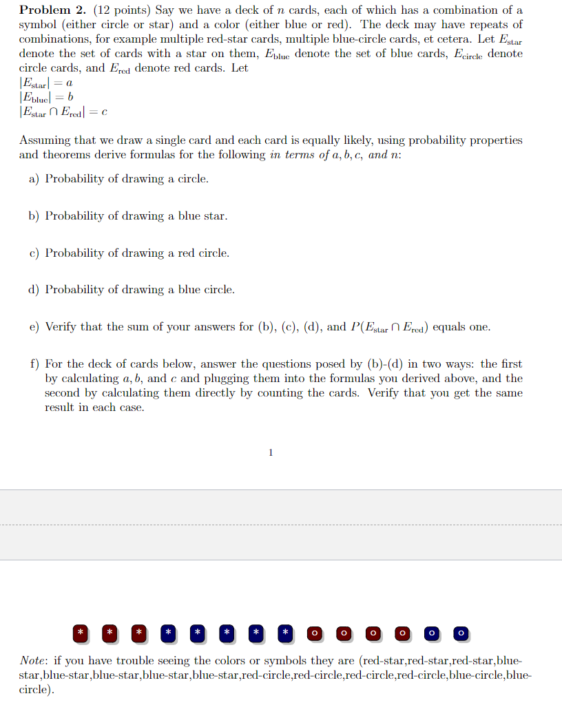 Solved Problem 2. (12 points) Say we have a deck of n cards, | Chegg.com
