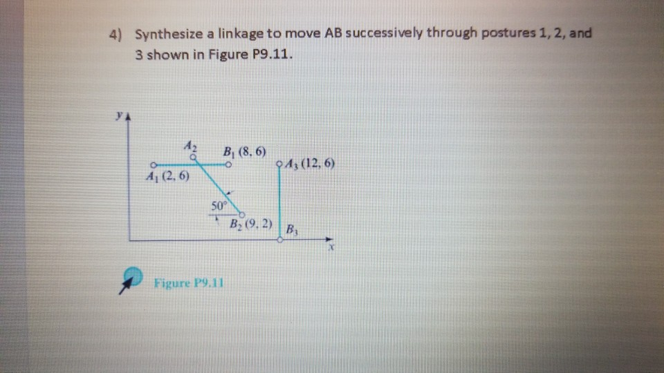 Solved Synthesize a linkage to move AB successively through | Chegg.com