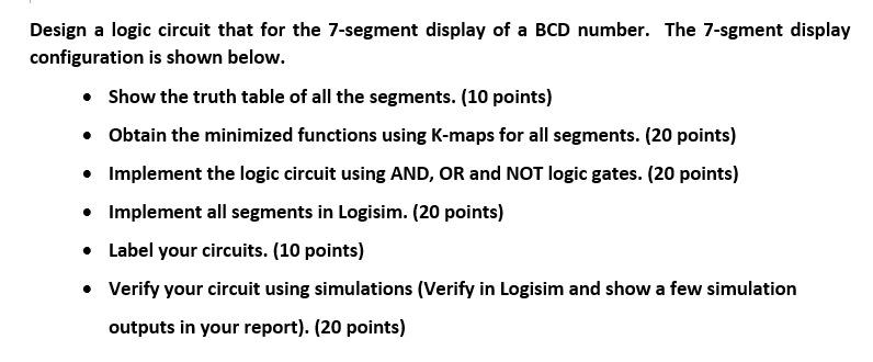 Solved Design a logic circuit that for the 7-segment display | Chegg.com