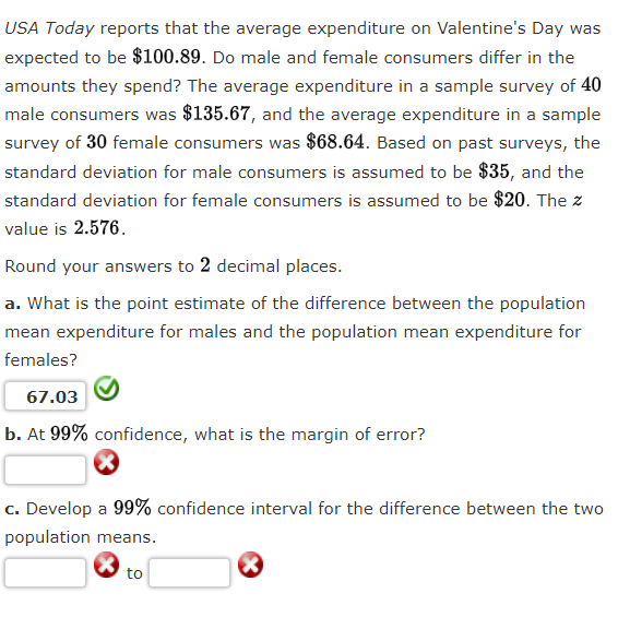 Solved USA Today reports that the average expenditure on | Chegg.com