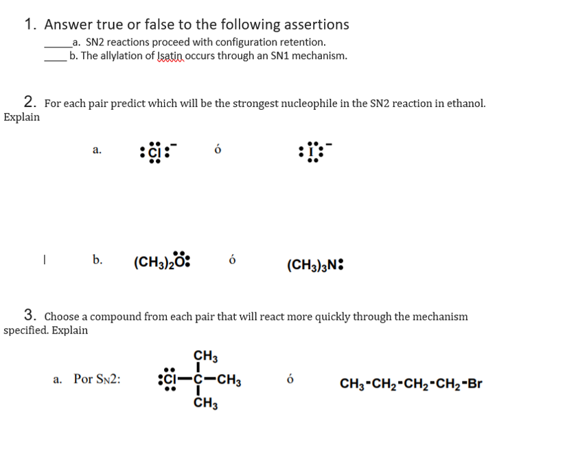 Solved 1. Answer true or false to the following assertions | Chegg.com