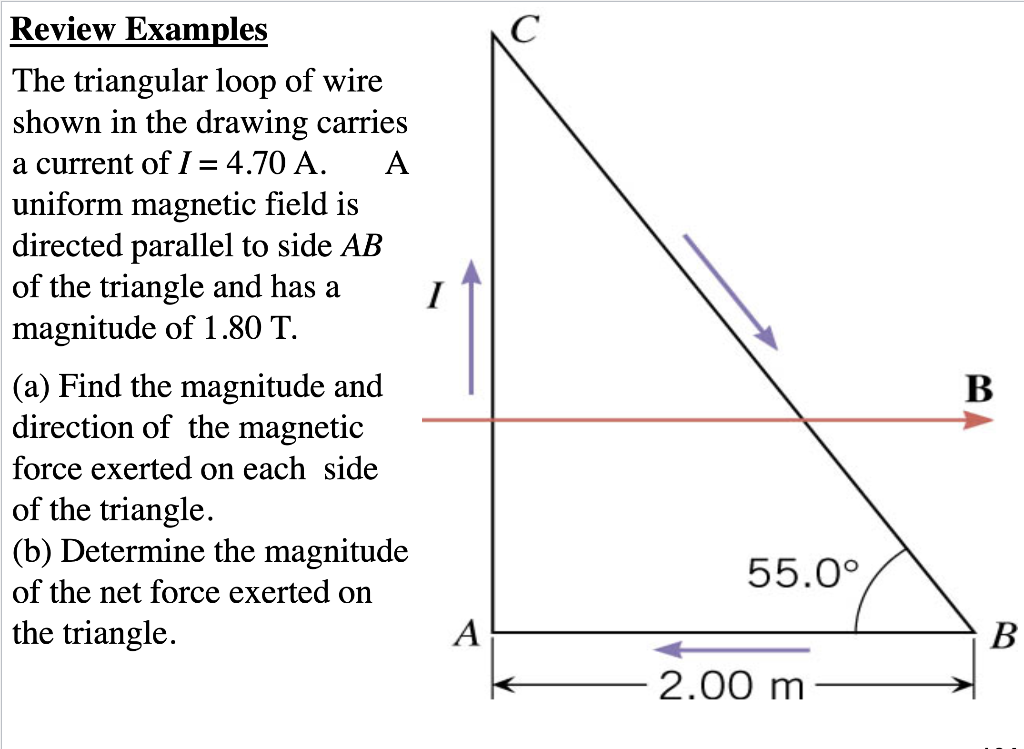 Solved Review Examples The triangular loop of wire shown in | Chegg.com