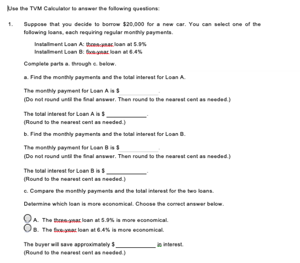 Solved Use the TVM Calculator to answer the following | Chegg.com