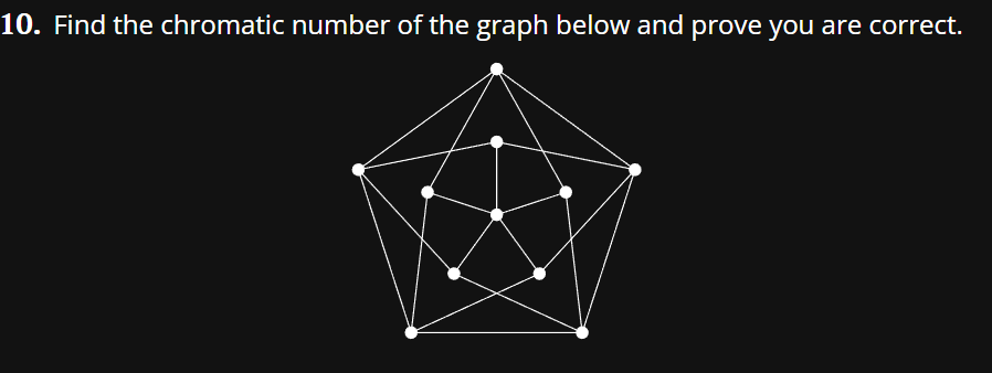 Solved Find the chromatic number of the graph below and | Chegg.com