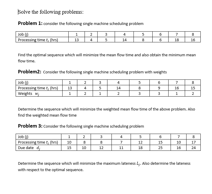 Solved Solve The Following Problems Problem 1 Consider The
