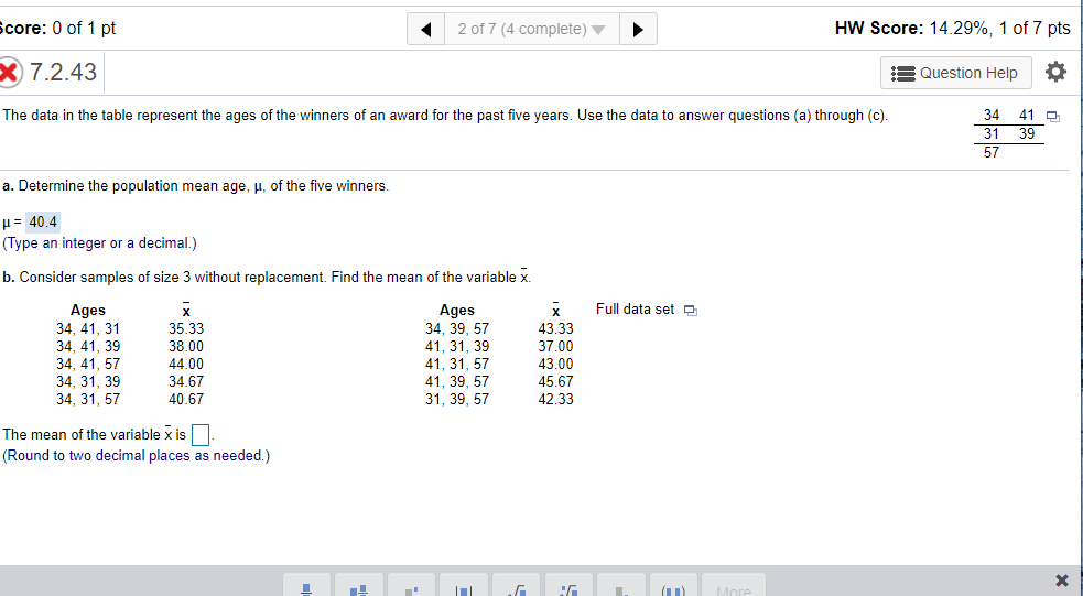 Solved Score: 0 of 1 pt 2 of 7 (4 complete) HW Score: | Chegg.com