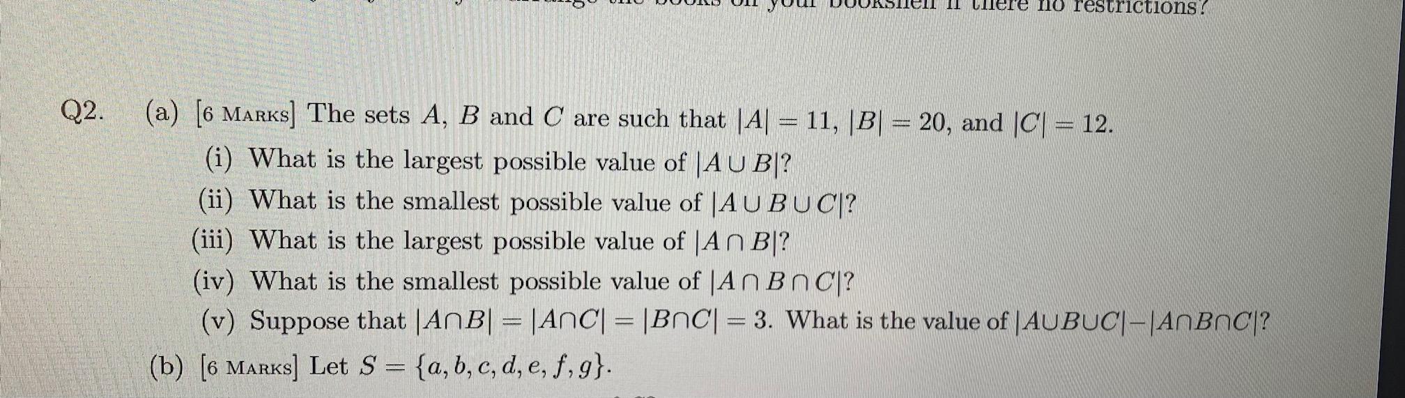 Solved 22. (a) [6 Marrs] The sets A,B and C are such that | Chegg.com