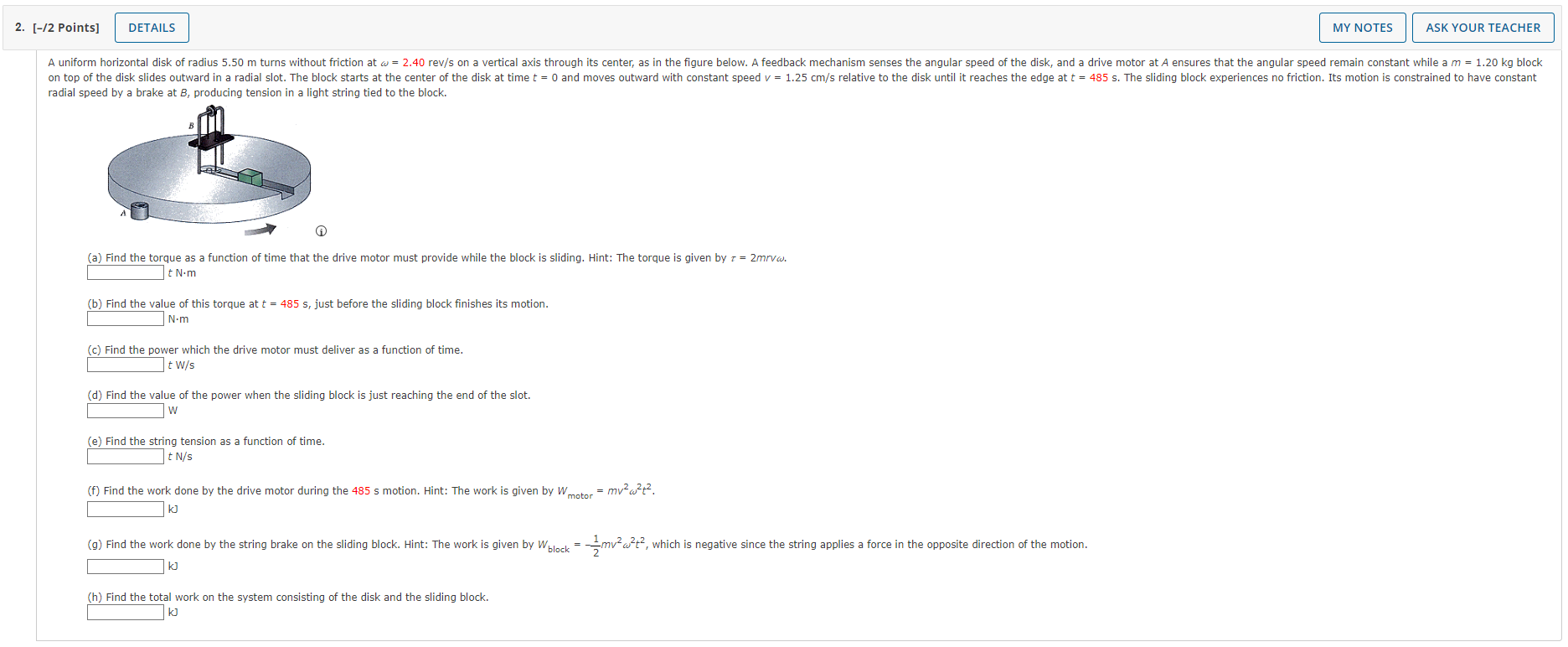 Solved radial speed by a brake at B, producing tension in a | Chegg.com