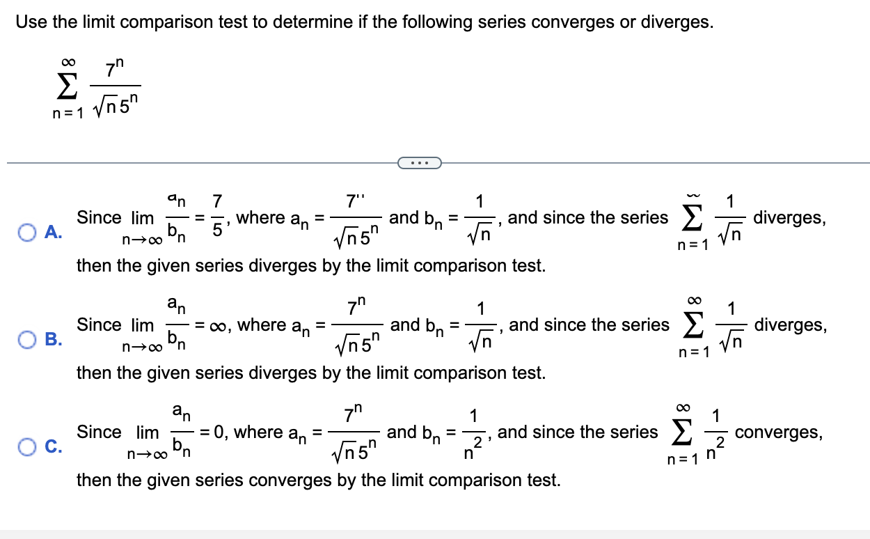 Solved Use the limit comparison test to determine if the | Chegg.com