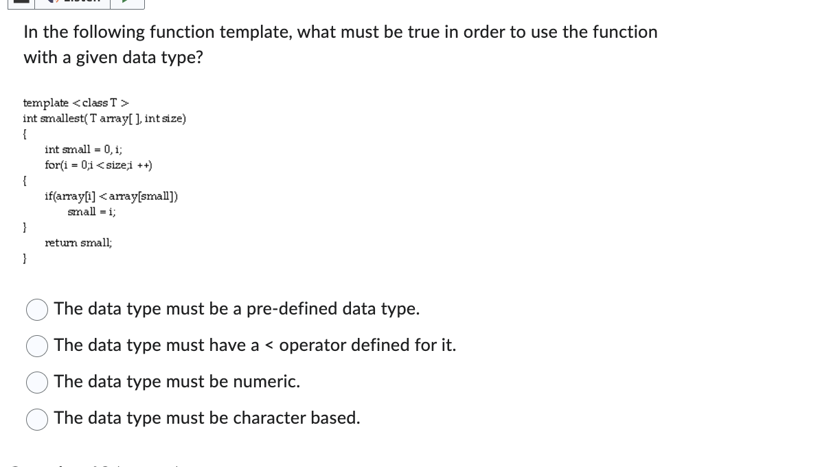 Solved In the following function template, what must be true | Chegg.com
