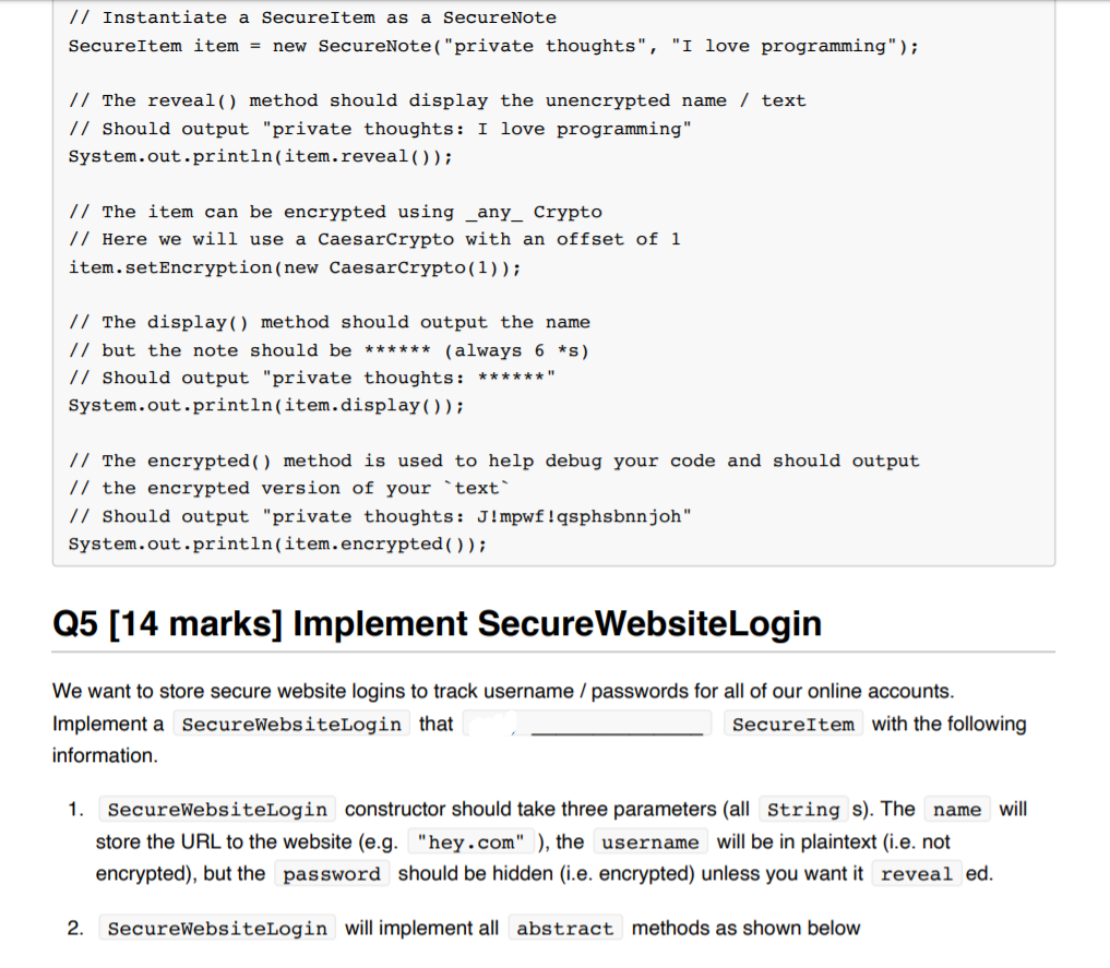 Solved Q1: [5 marks] Cryptography Interface To support | Chegg.com