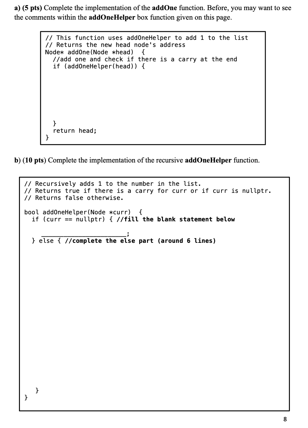 Solved Q4) (15 pts) The node structure given below is used | Chegg.com