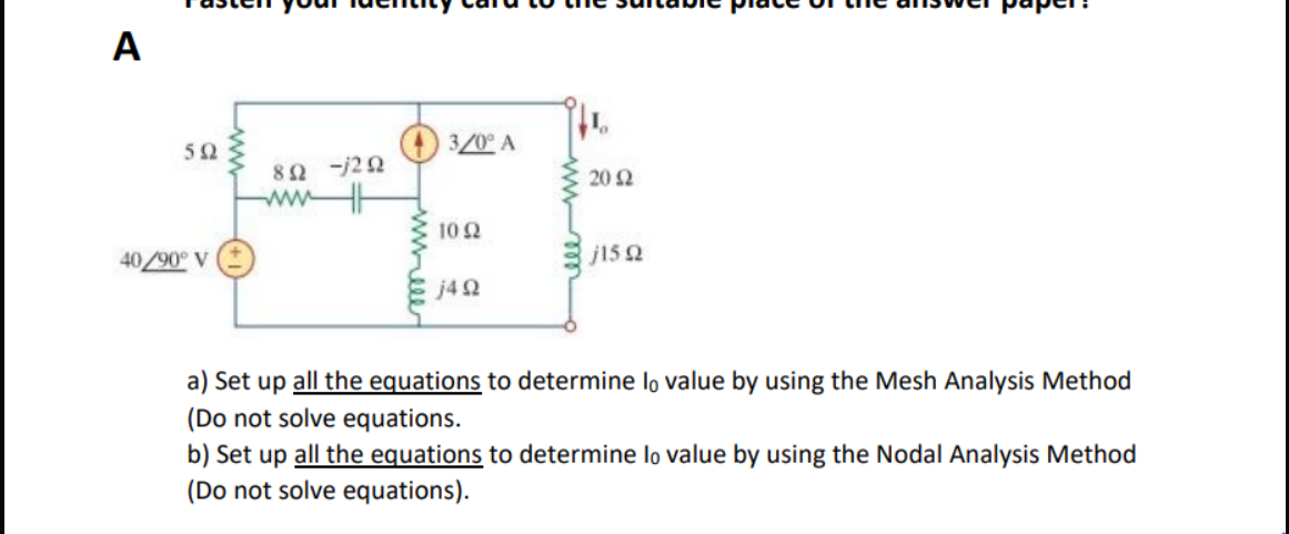 Solved a) Set up all the equations to determine I0 value by | Chegg.com