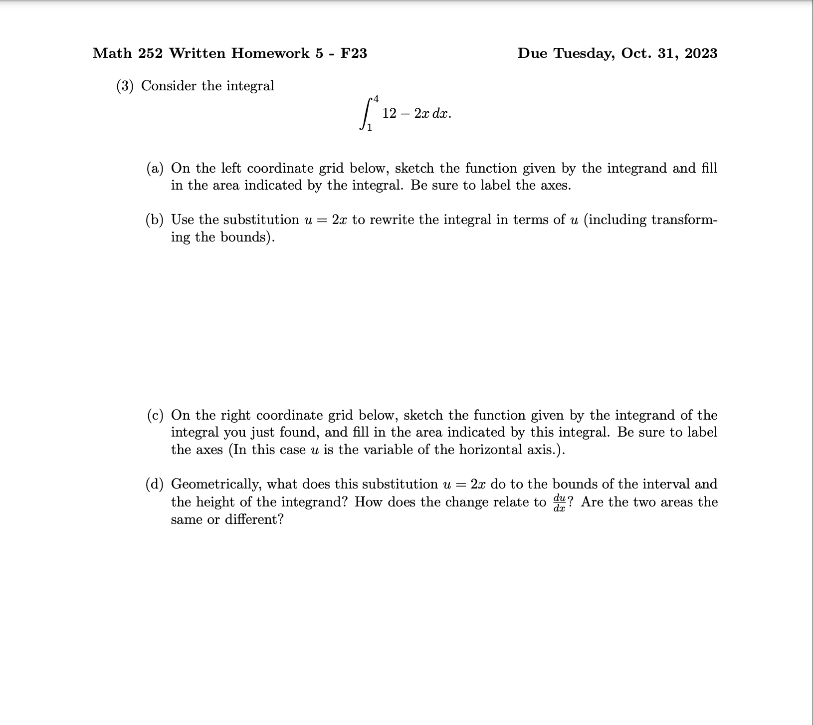 Solved Math 252 Written Homework 5 - F23 Due Tuesday, Oct. | Chegg.com