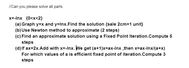 Solved //Can you please solve all parts x=-Inx {0 | Chegg.com