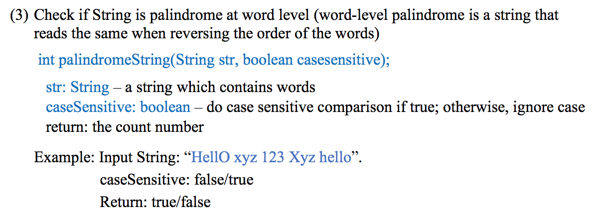 Solved (3) Check if String is palindrome at word level | Chegg.com