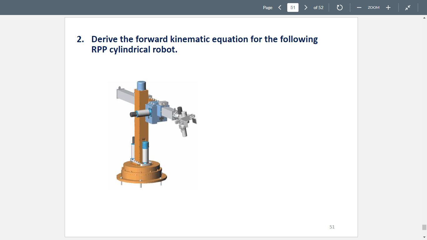 Solved 2. Derive the forward kinematic equation for the | Chegg.com