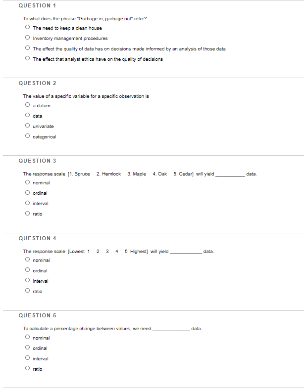 Solved QUESTION 1 To what does the phrase "Garbage in, | Chegg.com