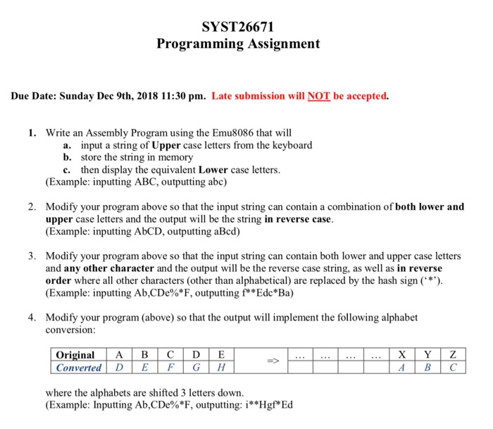 Solved Syst26671 Programming Assignment Due Date Sunday Dee