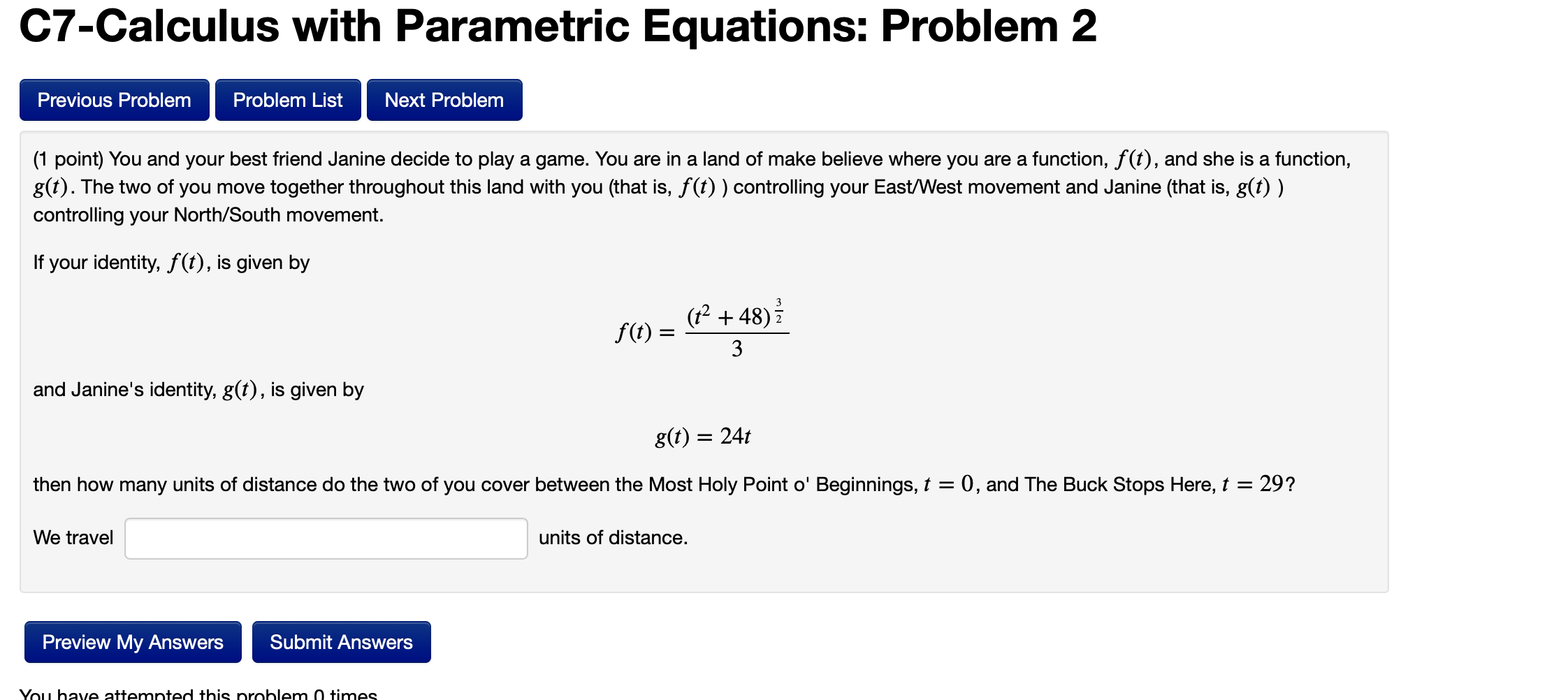 Solved C7-Calculus with Parametric Equations: Problem 2 | Chegg.com