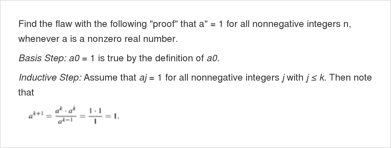 Solved Find the flaw with the following "proof" that a" 1 | Chegg.com