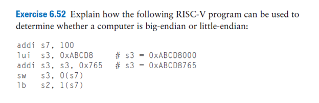 Solved Exercise 652 Explain How The Following Risc V 