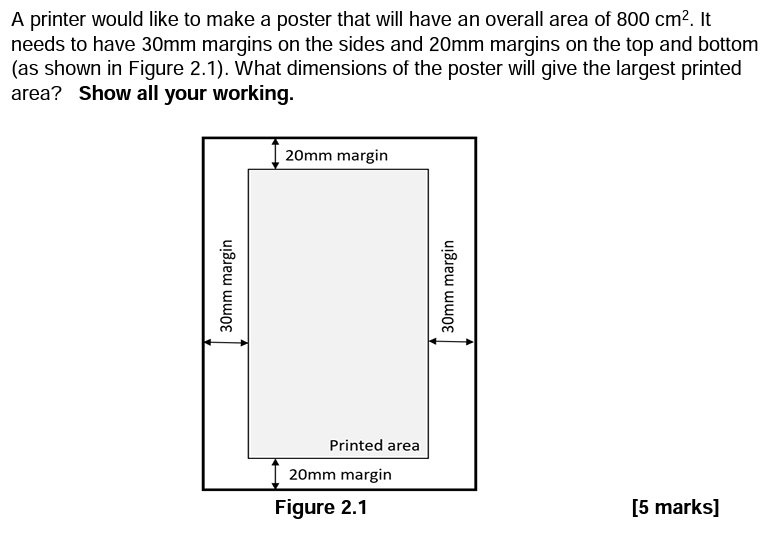 Solved A printer would like to make a poster that will have | Chegg.com