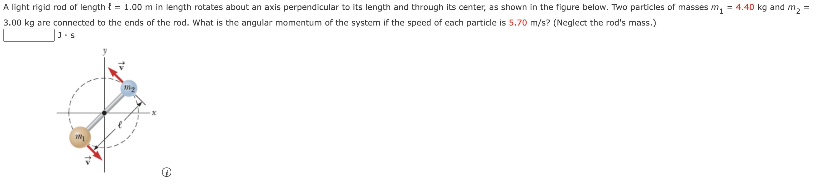 Solved = A light rigid rod of length l = 1.00 m in length | Chegg.com