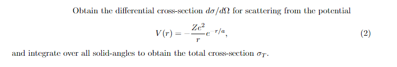 Solved Obtain the differential cross-section do/d2 for | Chegg.com