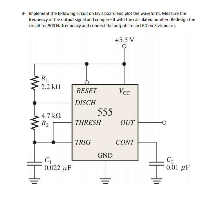 Solved 3- Implement the following circuit on Elvis board and | Chegg.com