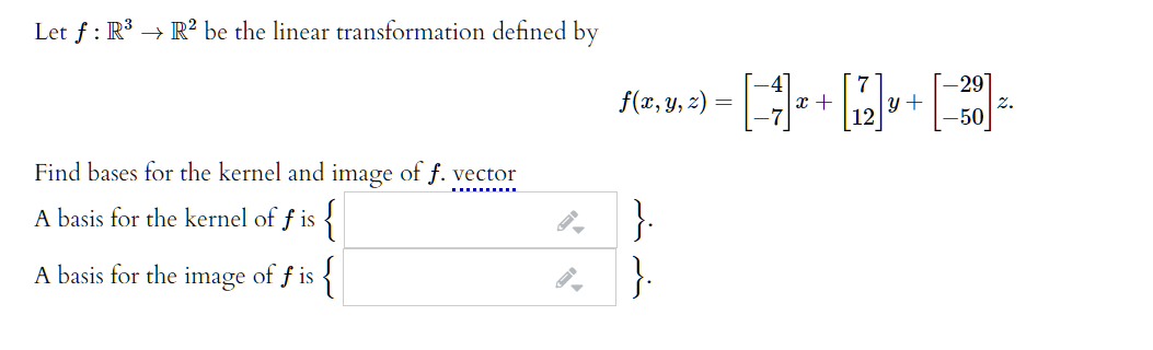 Solved Let f: R3 + R2 be the linear transformation defined | Chegg.com