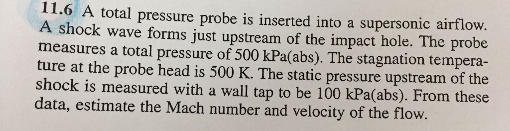 Solved 11.6 A total pressure probe is inserted into a | Chegg.com