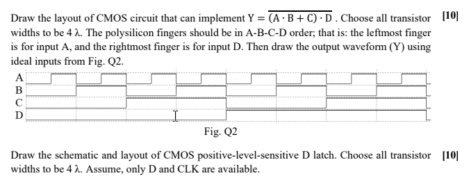 Solved Draw the layout of CMOS circuit that can implement Y | Chegg.com