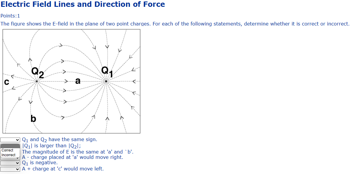 Solved Electric Field Lines and Direction of ForcePoints: | Chegg.com