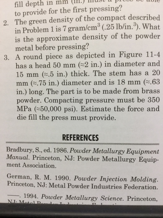 The green density of the compact described in Problem | Chegg.com